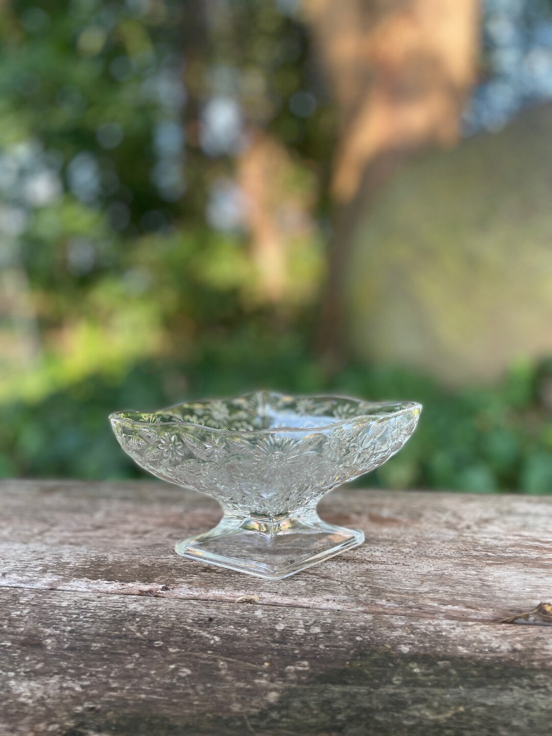 Vintage Indiana Glass Diamond Shaped Compote Dish With Pineapple ...