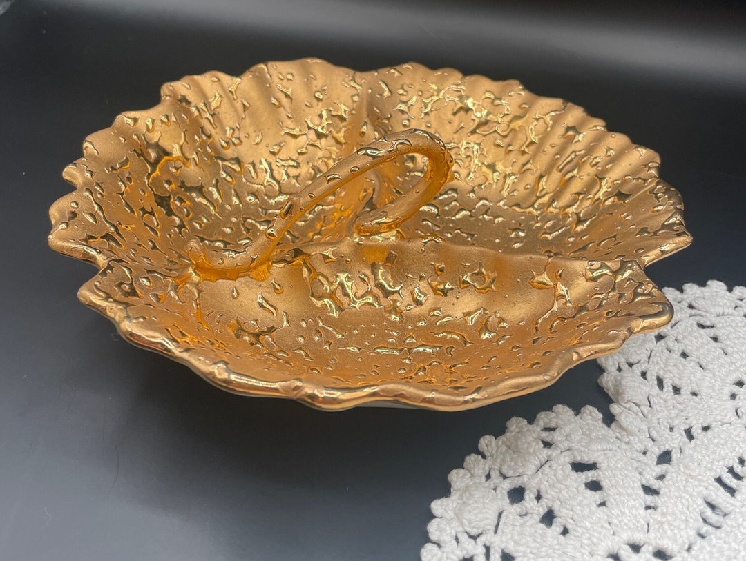 Vintage Weeping-gold 24k Gold Plated Candy/trinket Dish - Etsy