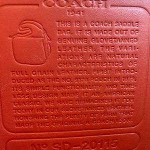 Coach 1941 Saddlebag 9170 Remake in Peony With Original Hangtag ...