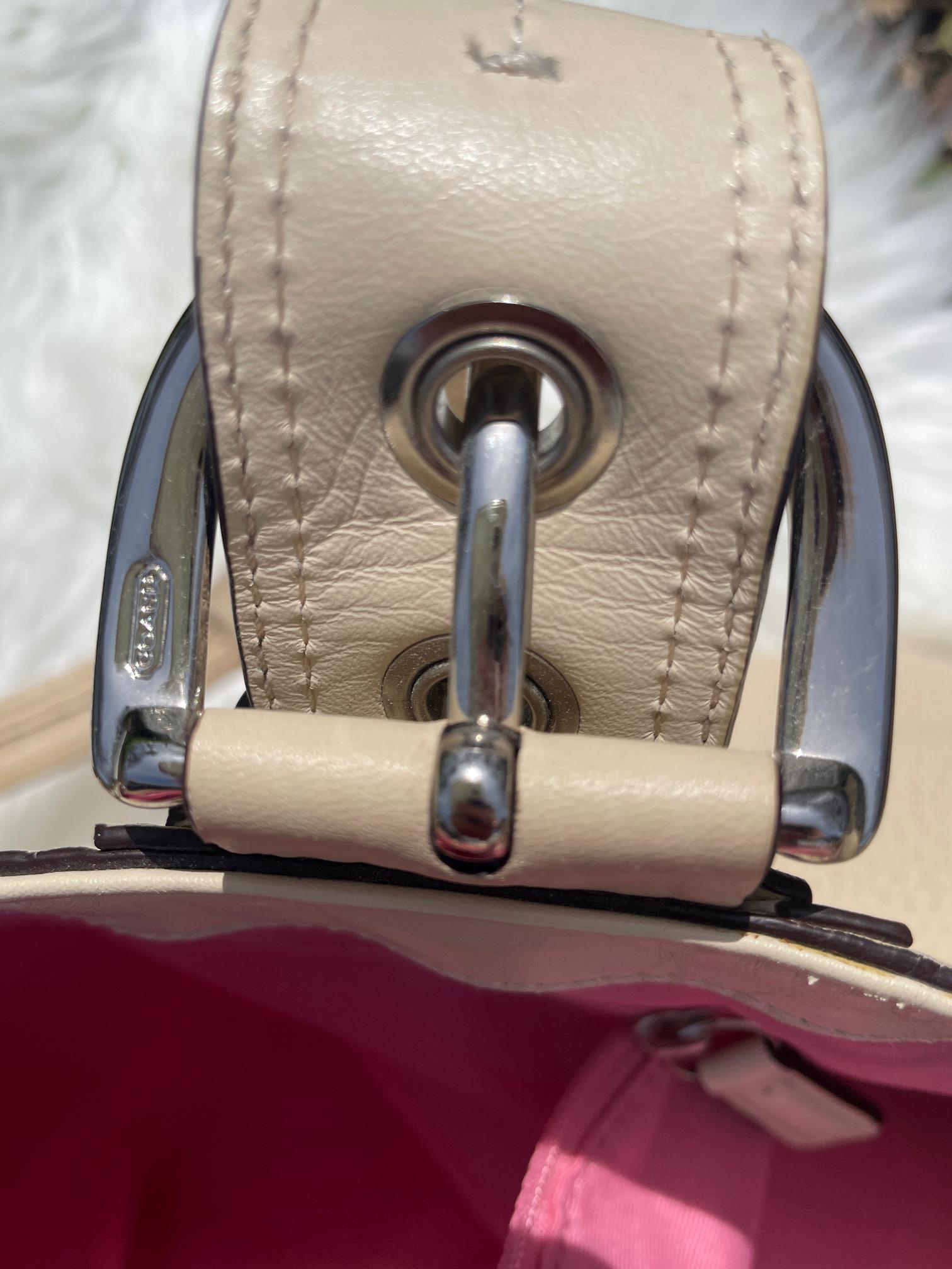 Coach Soho Bone (cream) Pebbled Leather Tote Bag With Nickel Hardware ...