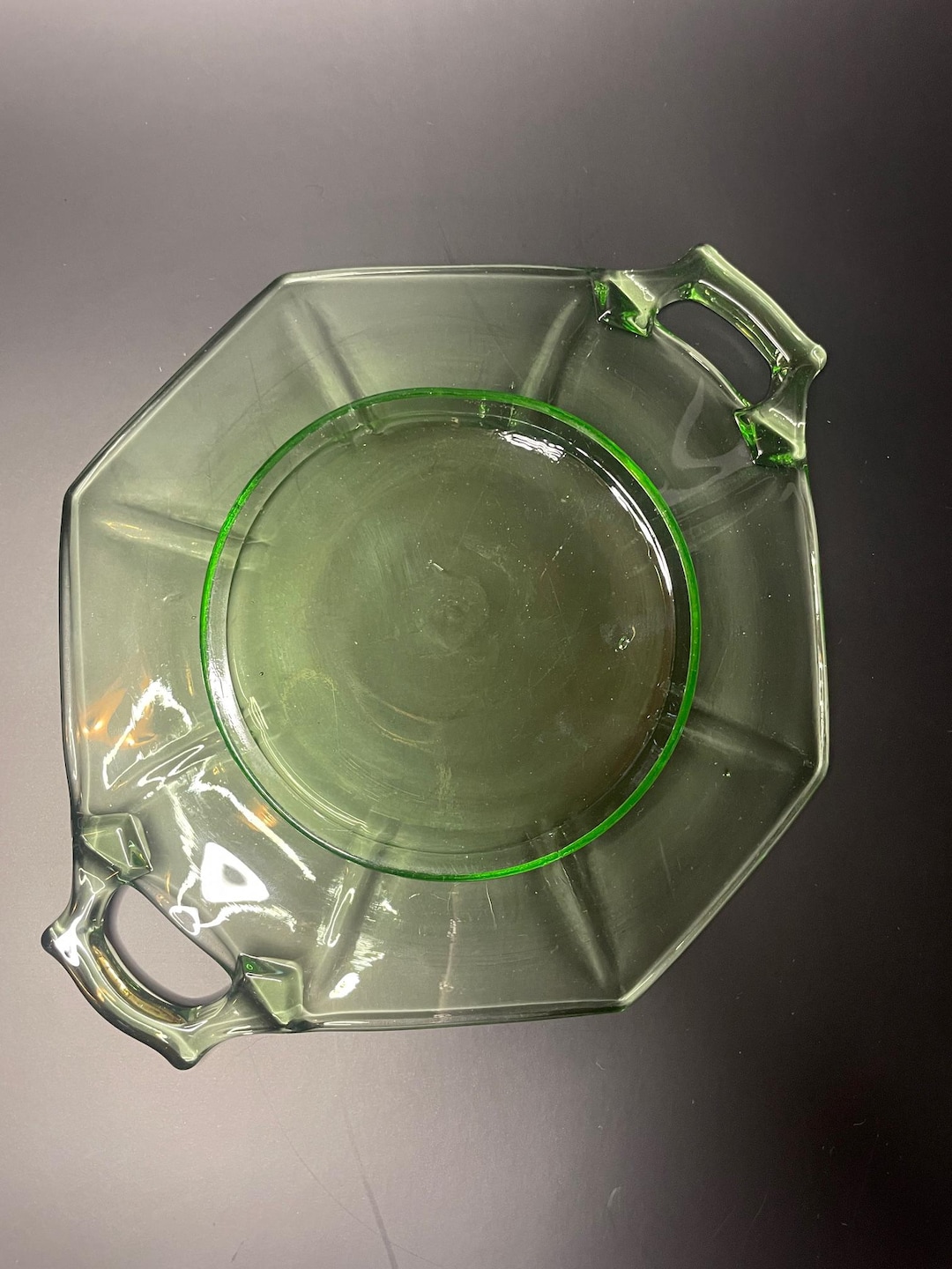 Vintage Hexagonal Uranium Glass Plate With Handles - Etsy