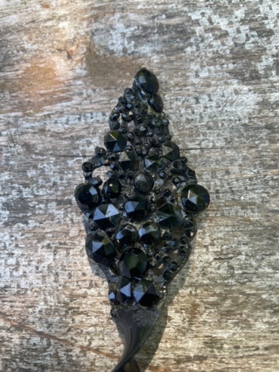 Art Deco Black Bakelite Hair Pin - Gem