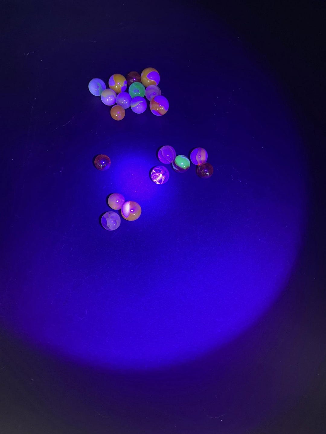 Vintage Uv-reactive Marbles - Ketchup Mustard Swirl, Cat's Eye, Clear ...