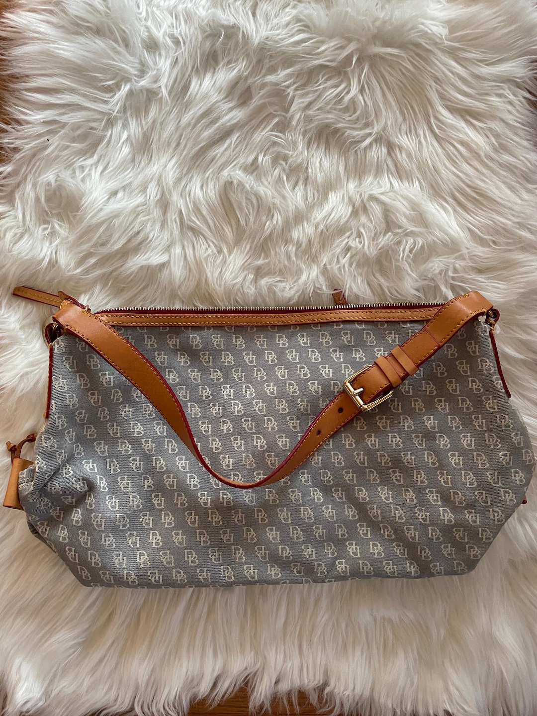 Vintage Dooney and Bourke Large Shoulder Bag in Denim Signature Canvas ...