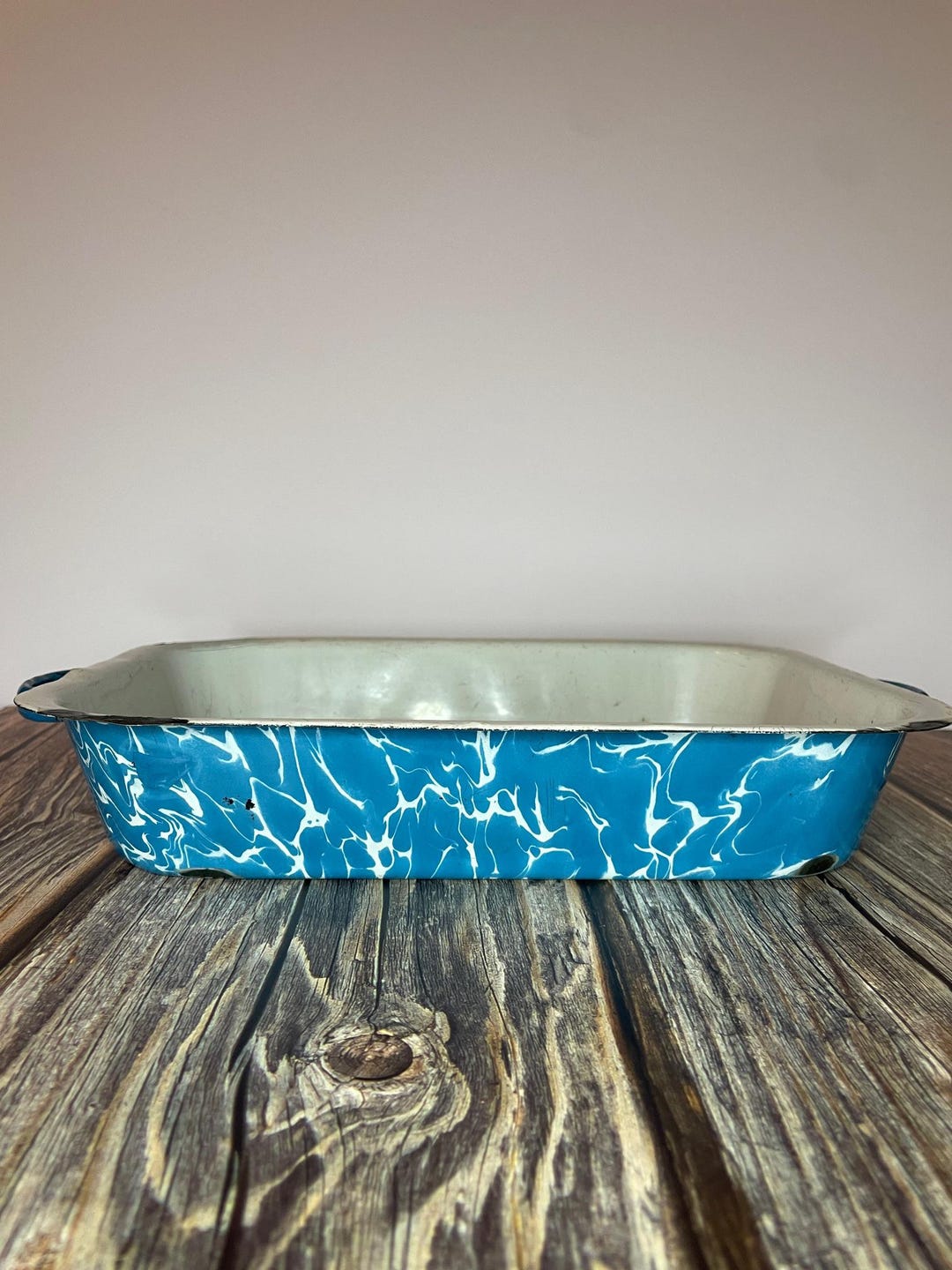 Vintage Chippy Blue and White Granite/splatterware Enamel Roasting Pan ...
