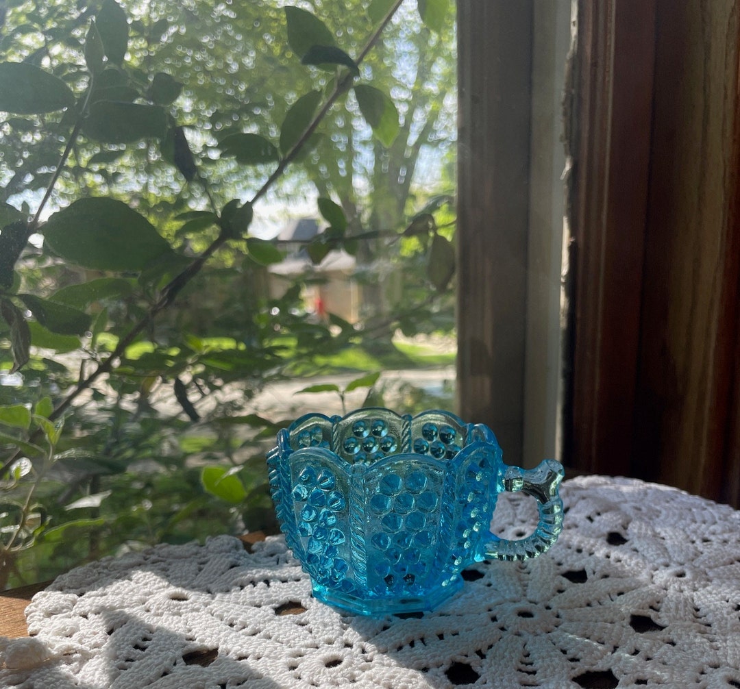 Vintage Hobnail Blue Punch Cup - Etsy