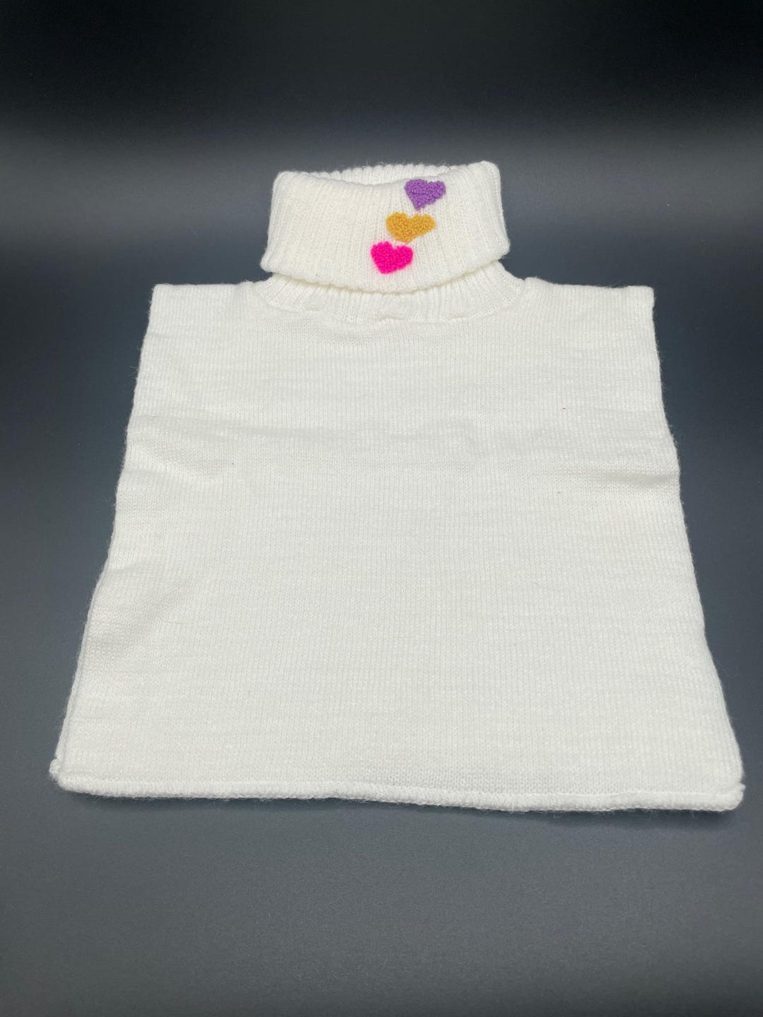 Vintage Knitted White Dickie/mock Turtleneck With Purple, Yellow and ...