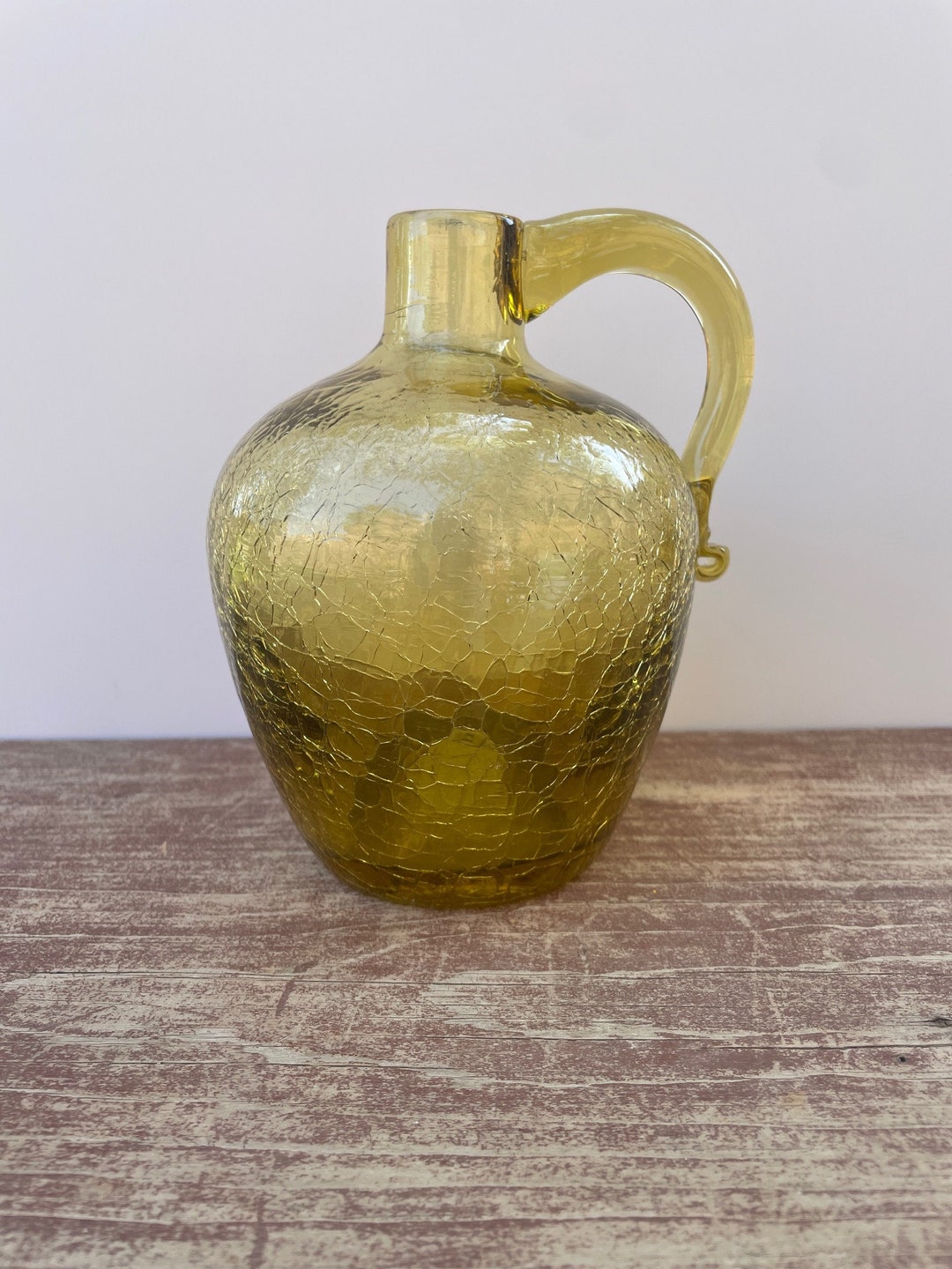 Vintage Amber Crackle Glass Jug With Applied Handle - Etsy