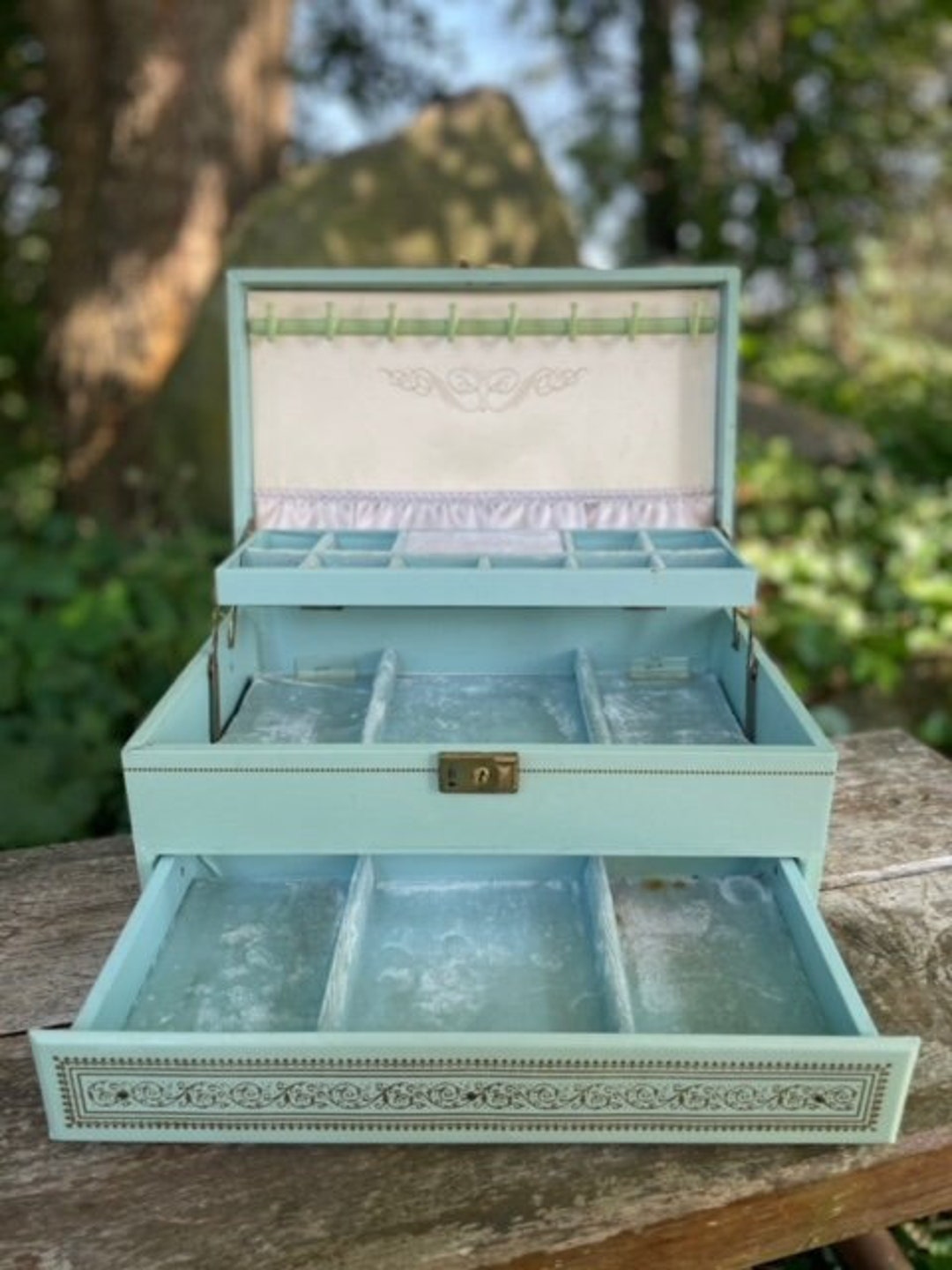 Vintage Mele Jewelry Box With Drawer and Necklace Hook - Etsy