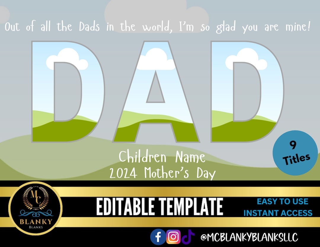 Father's Day Canva Template Frame Drag and Drop EDITABLE With 9 ...