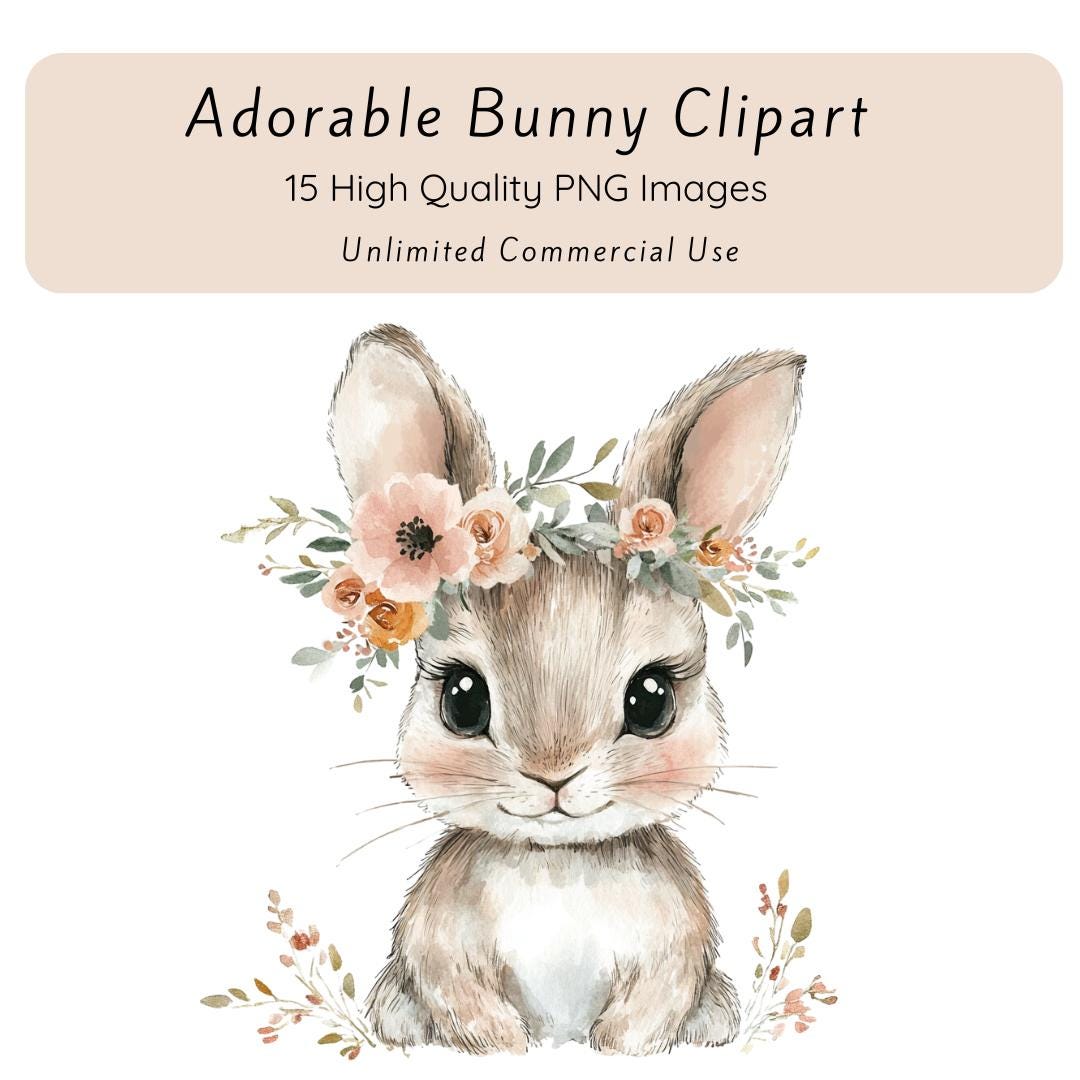 Bunny Clipart, Adorable Baby Bunnies Clipart, Easter Clipart, Printable ...