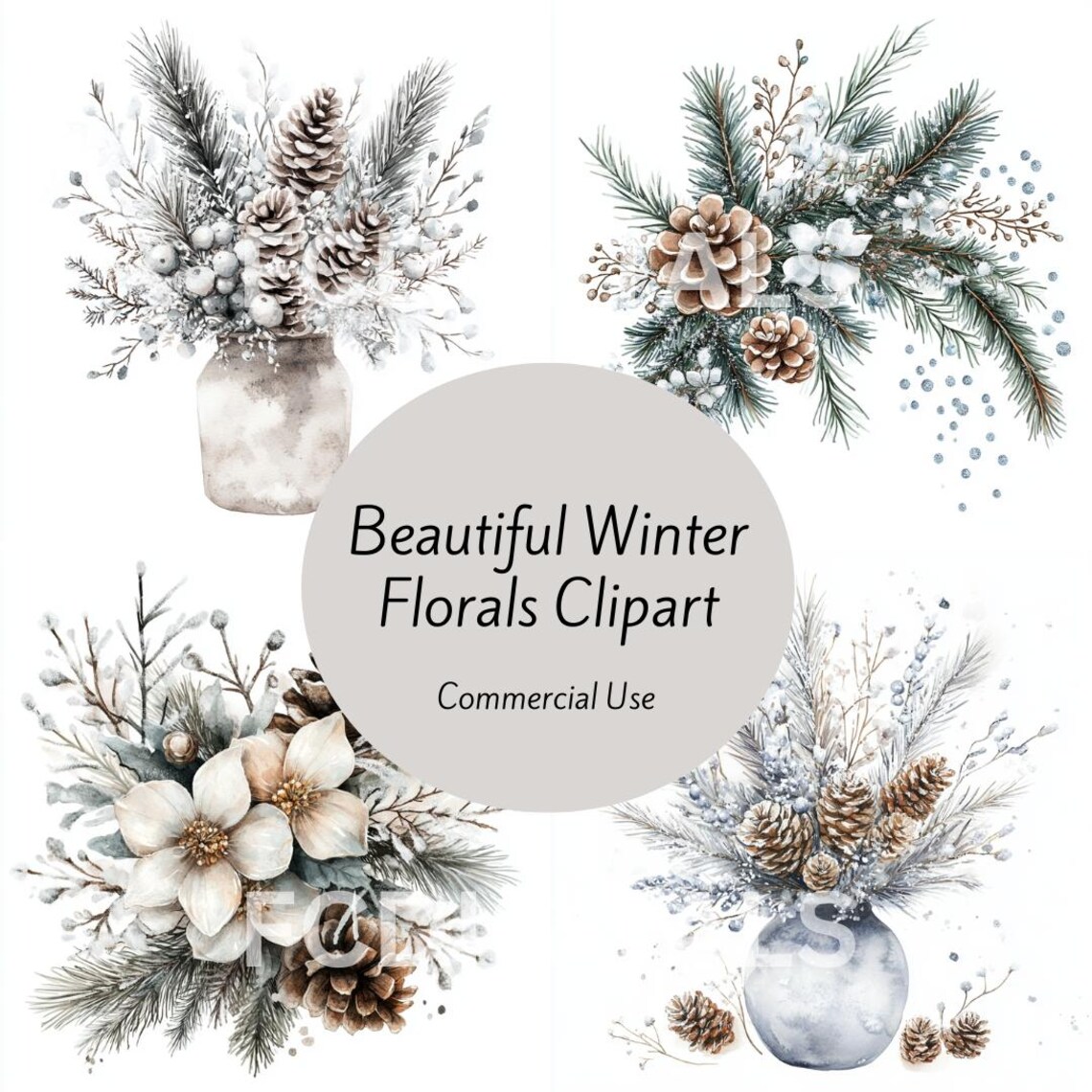 Winter Flowers Clipart, Beautiful Winter Florals Images, Wedding ...