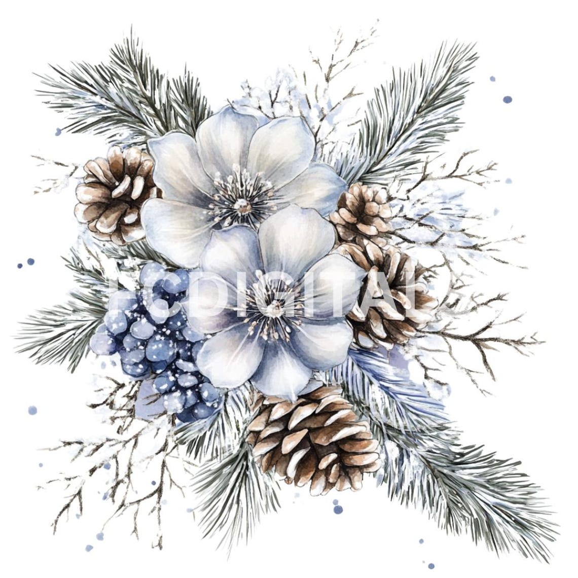 Winter Flowers Clipart, Beautiful Winter Florals Images, Wedding ...