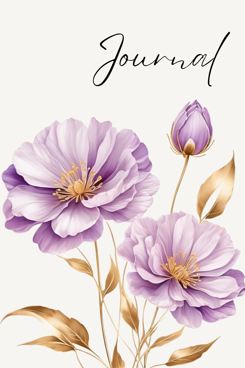 12 Watercolor Flowers Clipart, Purple Gold Flowers, Transparent Pngs ...