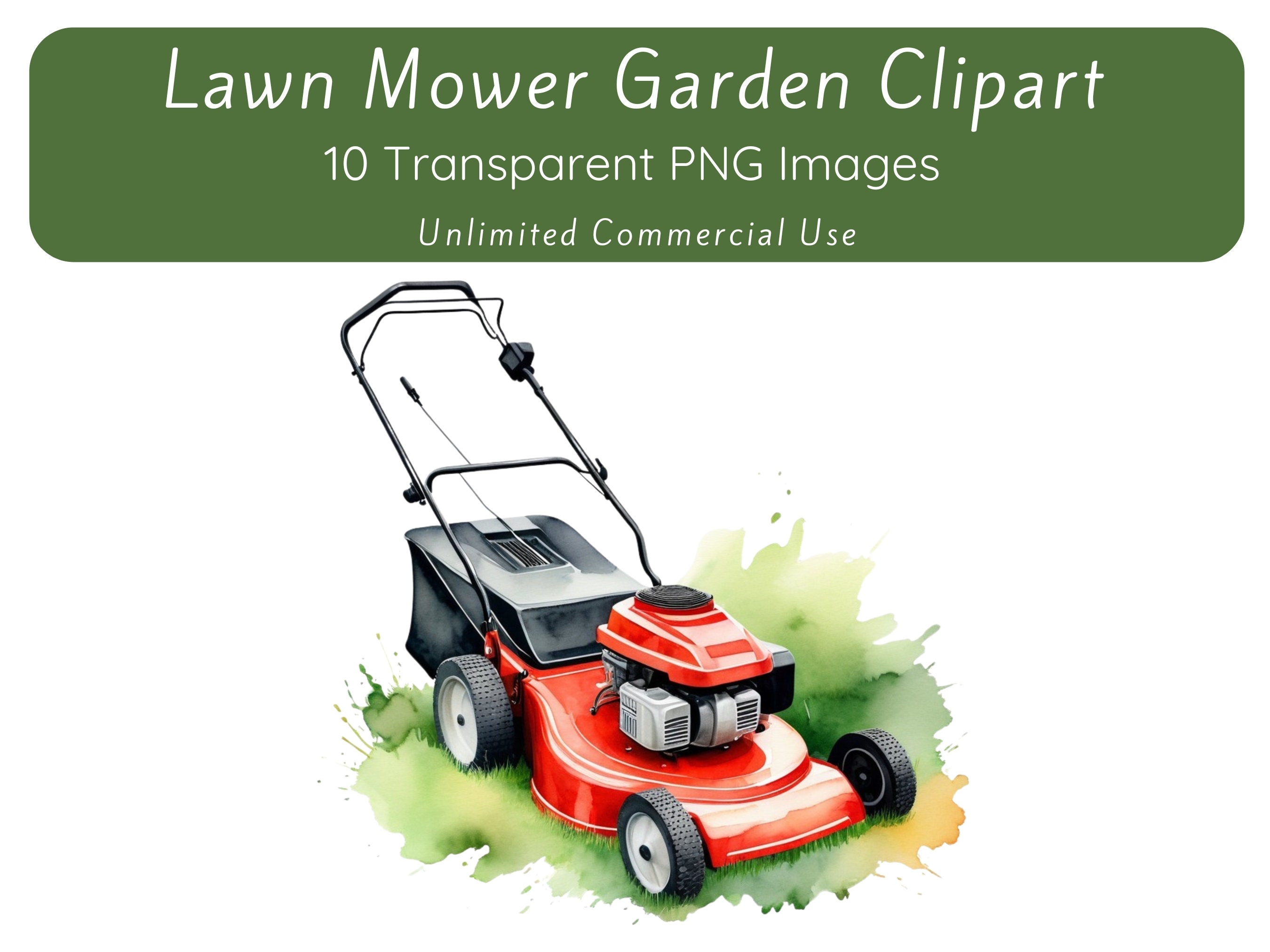 Lawn Mower Clipart, Gardening Clipart Images, Transparent Background ...