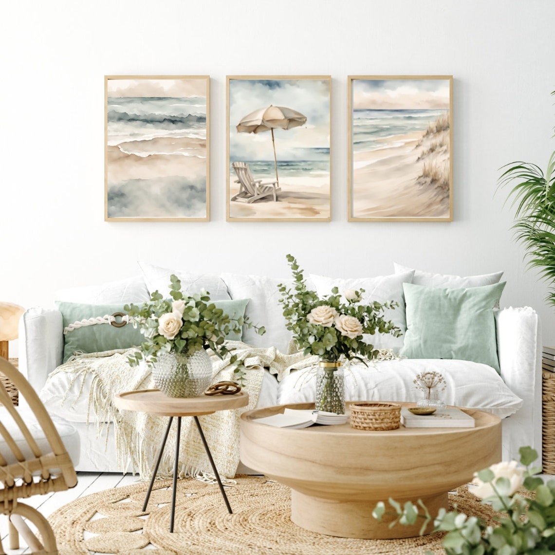 Watercolor Beach Scene Images, Beach Scene Wall Art, Printable Art ...