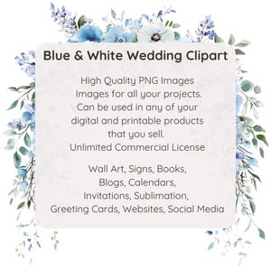 Blue and White Wedding Clipart, Wedding Illustrations, Bridal Flowers ...