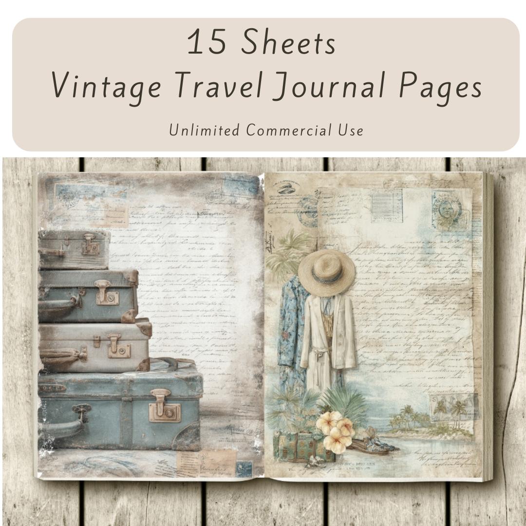 Vintage Travel Papers, Retro Travel Junk Journal Pages, Mixed Media ...