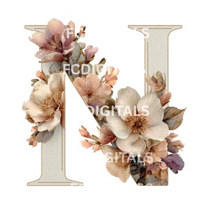 Floral Alphabet Clipart, Watercolor Letters Clipart, Floral Letter ...