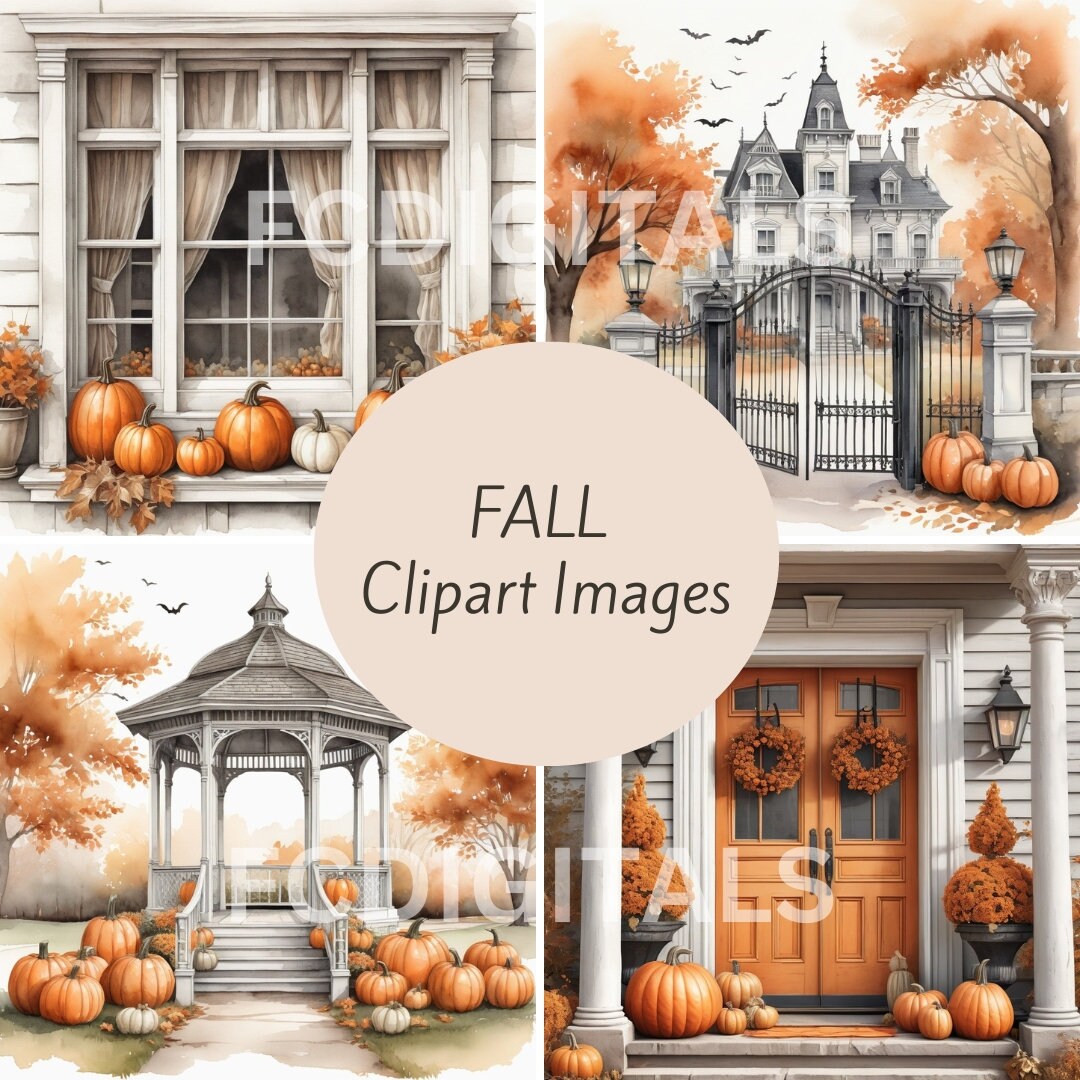 Watercolor Fall Clipart, Fall Scenes Clipart Images, Autumn Clipart ...