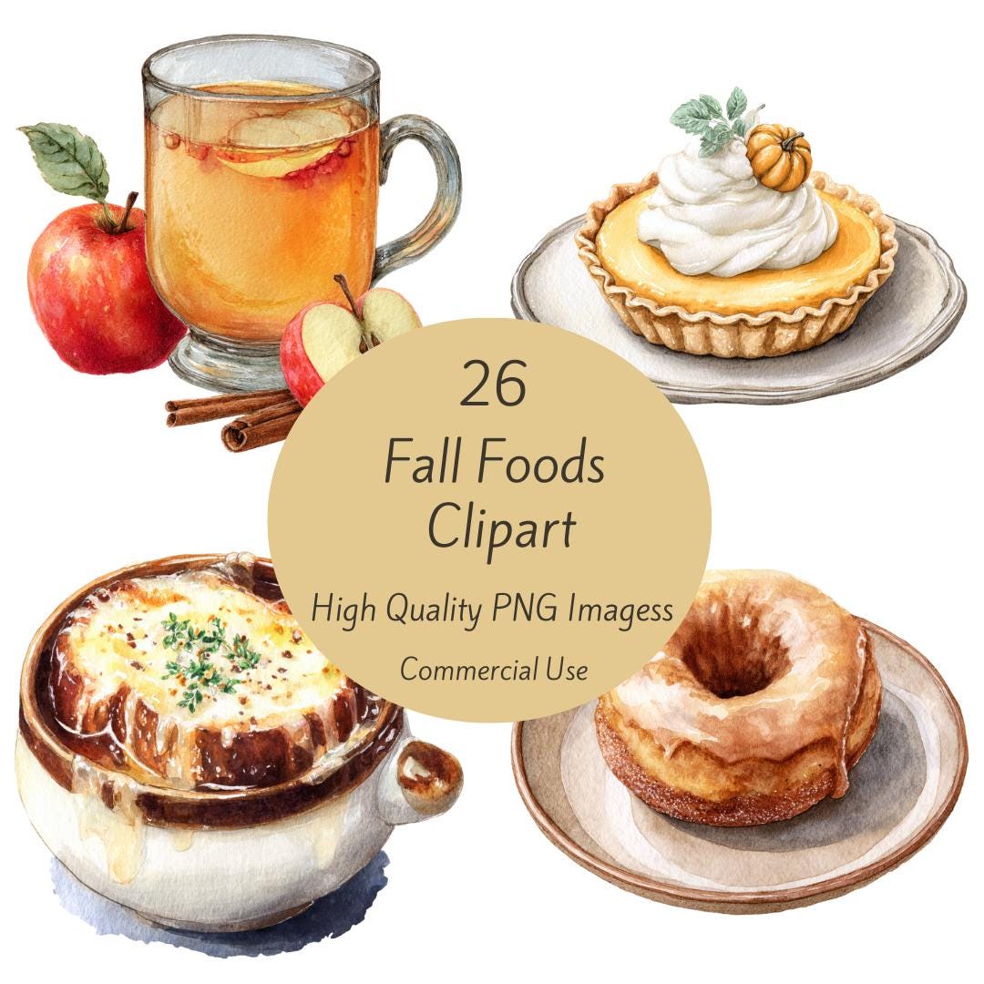 Fall Foods Clipart, Fall Graphics, Menu Graphics, Apple Cider, Digital ...