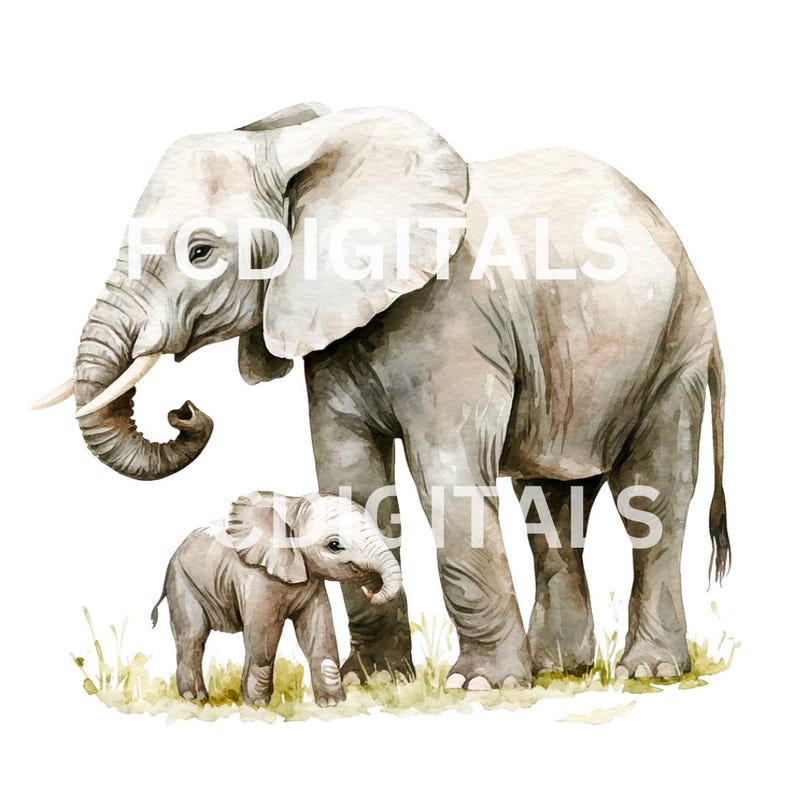 Elephant Clipart, Wild Animal Clipart, Printable Clipart, Instant ...