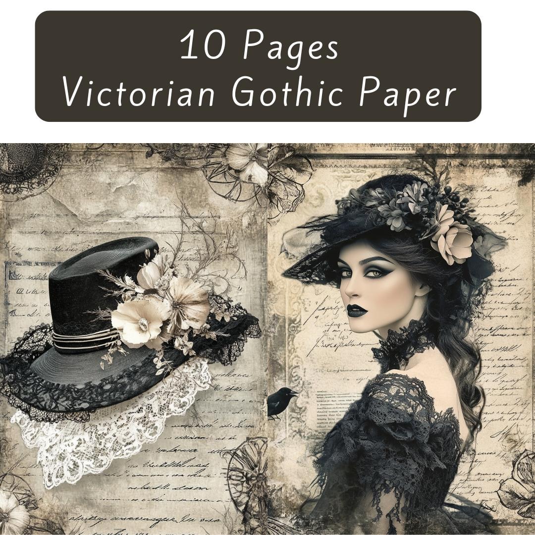 Victorian Gothic Paper, Gothic Beauty, Mixed Media Art Papers, Vintage ...