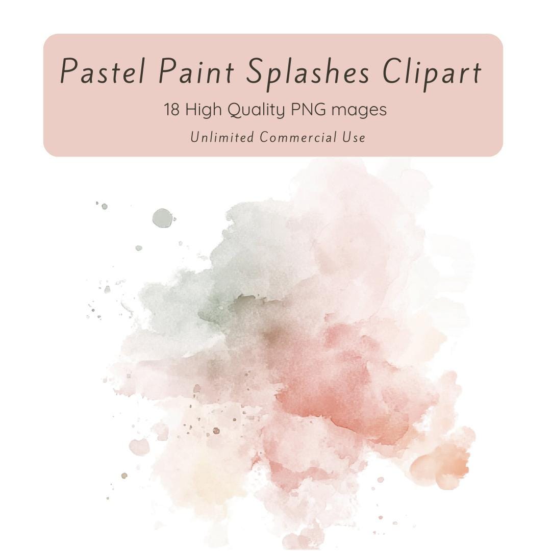 Pastel Paint Splashes Clipart, Printable Clipart, Digital Download PNG ...
