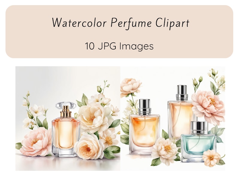 Watercolor Perfume Clipart, Floral Perfume Bottle Clipart, Printable ...