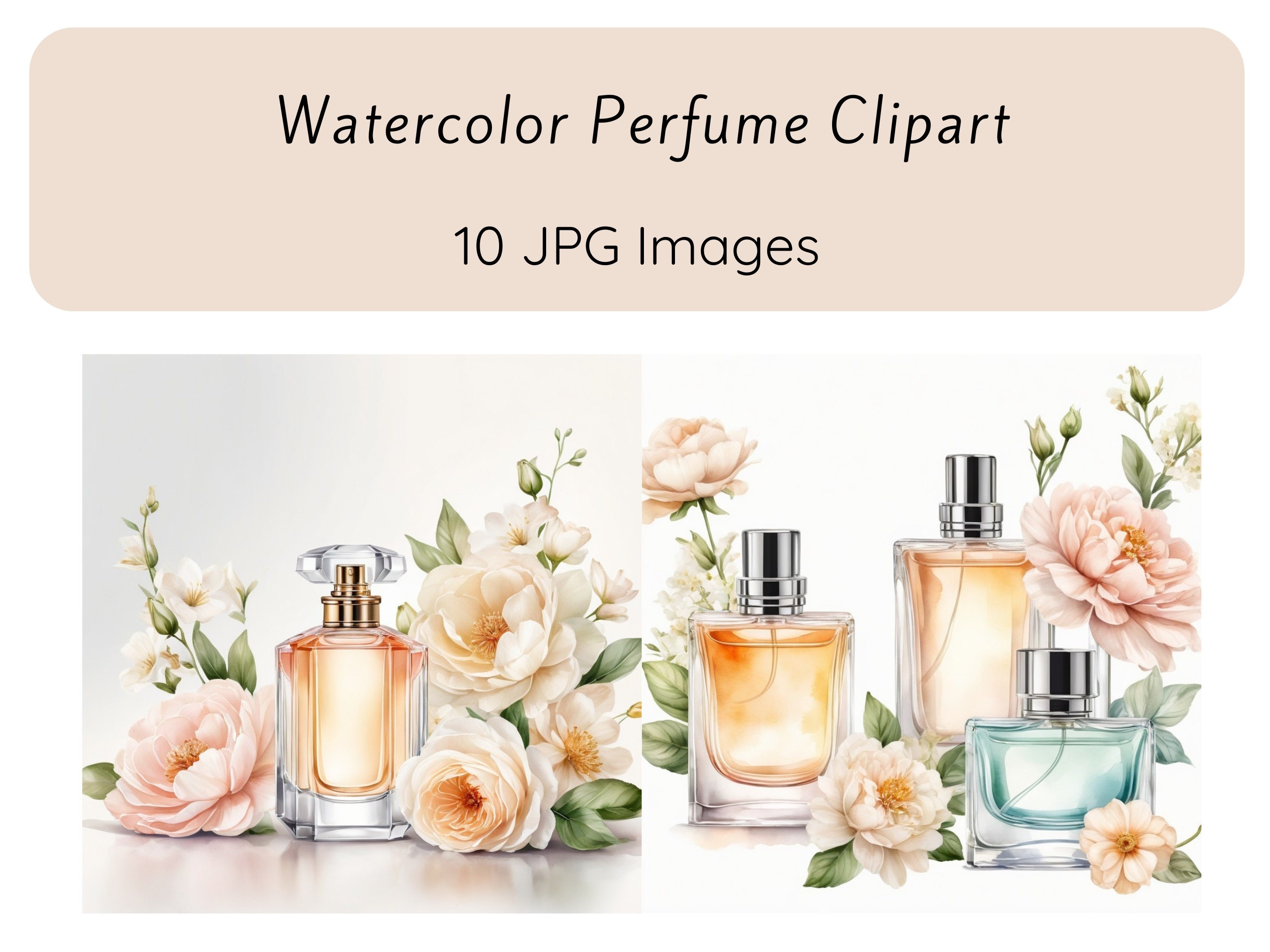 Watercolor Perfume Clipart, Floral Perfume Bottle Clipart, Printable ...