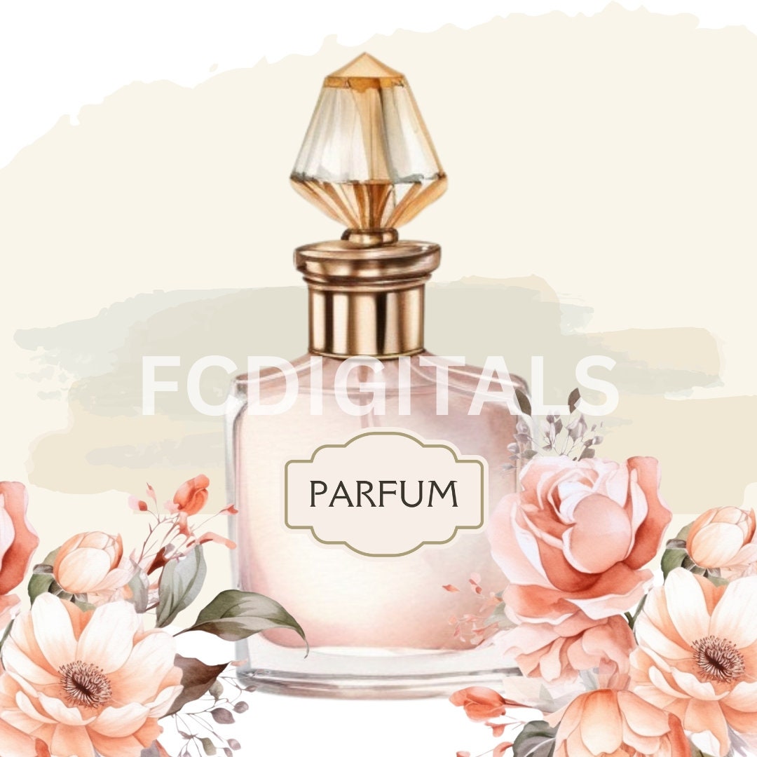 Watercolor Perfume Clipart, Floral Perfume Bottle Clipart, Printable ...