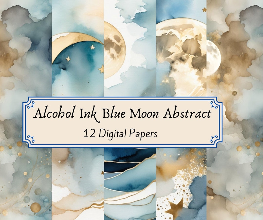 Alcohol Ink Digital Pater, Abstract Moon Paper, Junk Journal Paper ...