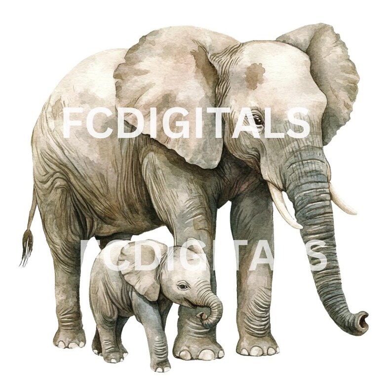 Elephant Clipart, Wild Animal Clipart, Printable Clipart, Instant ...
