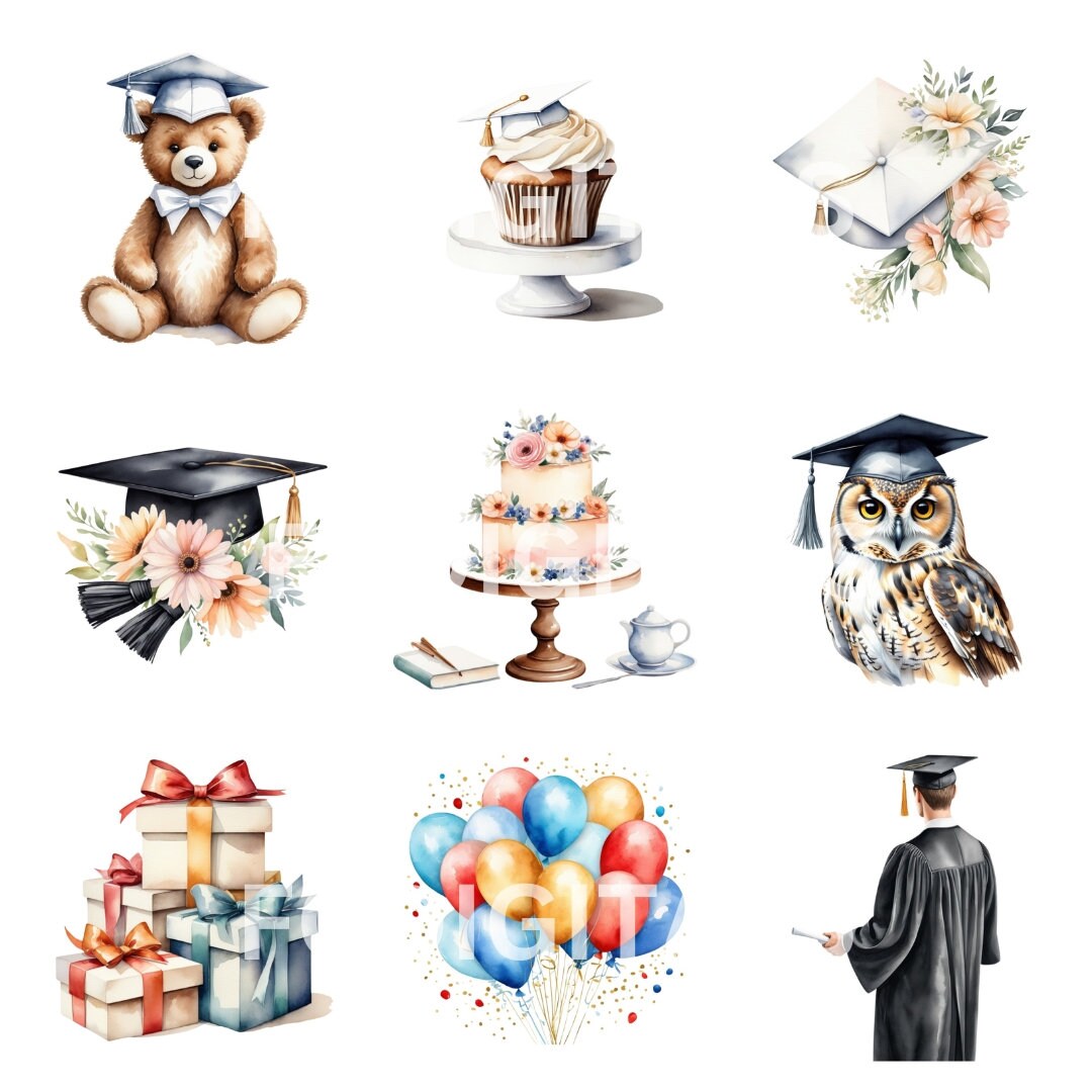 Graduation Graphics, Class of 2024 PNG Clipart, Senior Cap and Gown ...