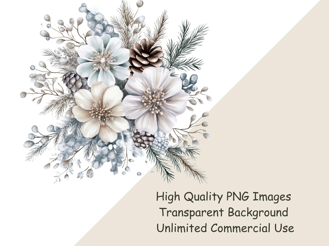 Winter Flowers Clipart, Beautiful Winter Florals Images, Wedding ...