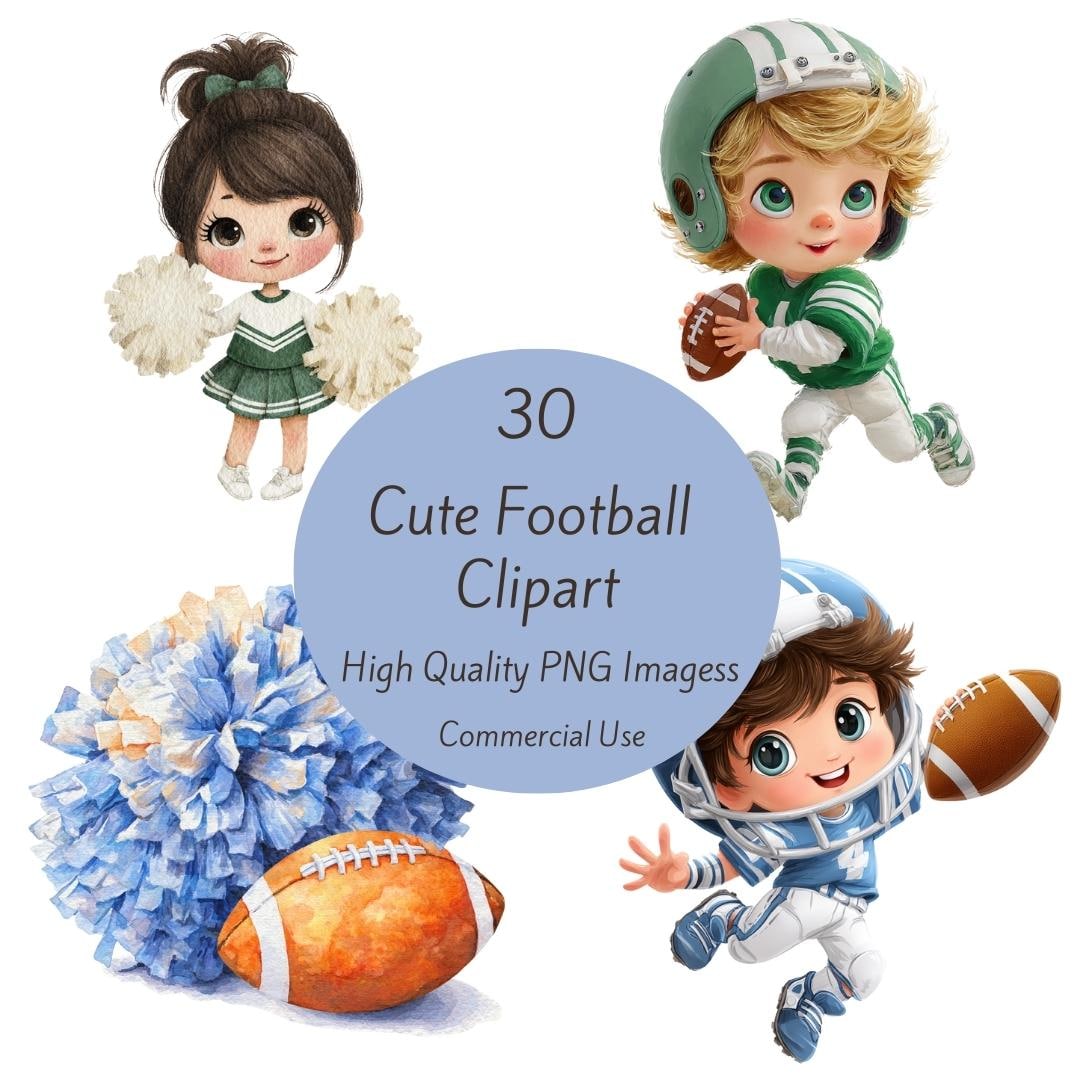 Cute Football Clipart, Kids Football Graphics PNG, Football Printable ...