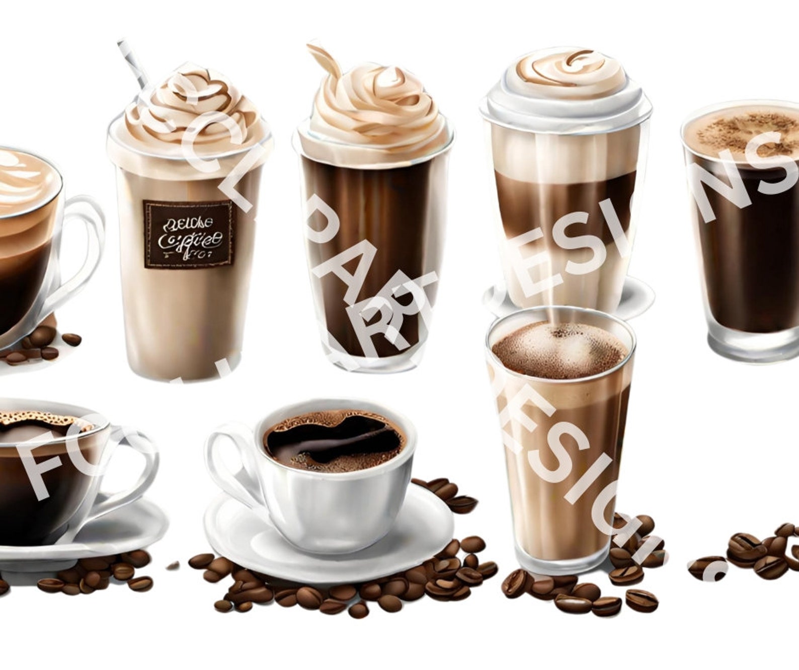 Coffee Clipart, Cup of Coffee Clipart in PNG, Commercial Use Clipart ...