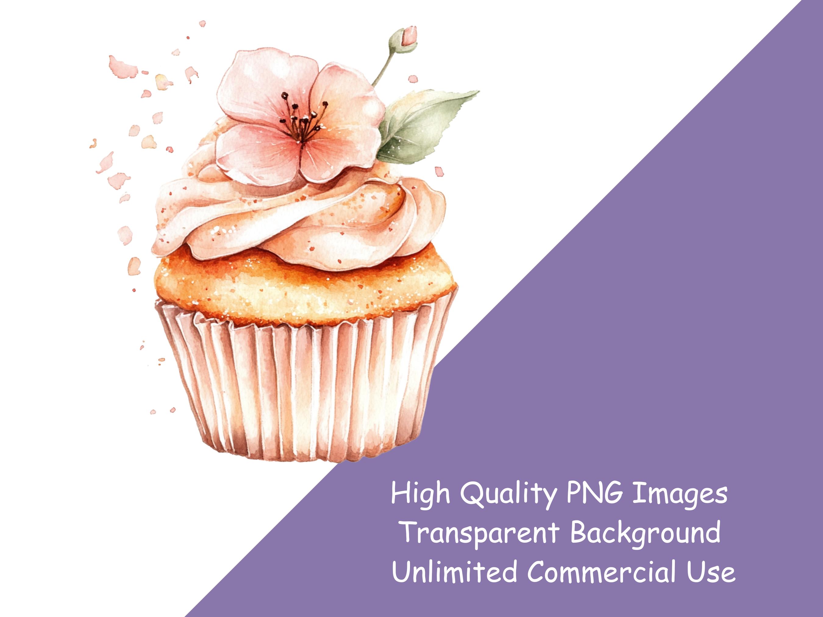 Cupcakes Clipart, Flower Cupcakes Illustrations, Party Invitations ...