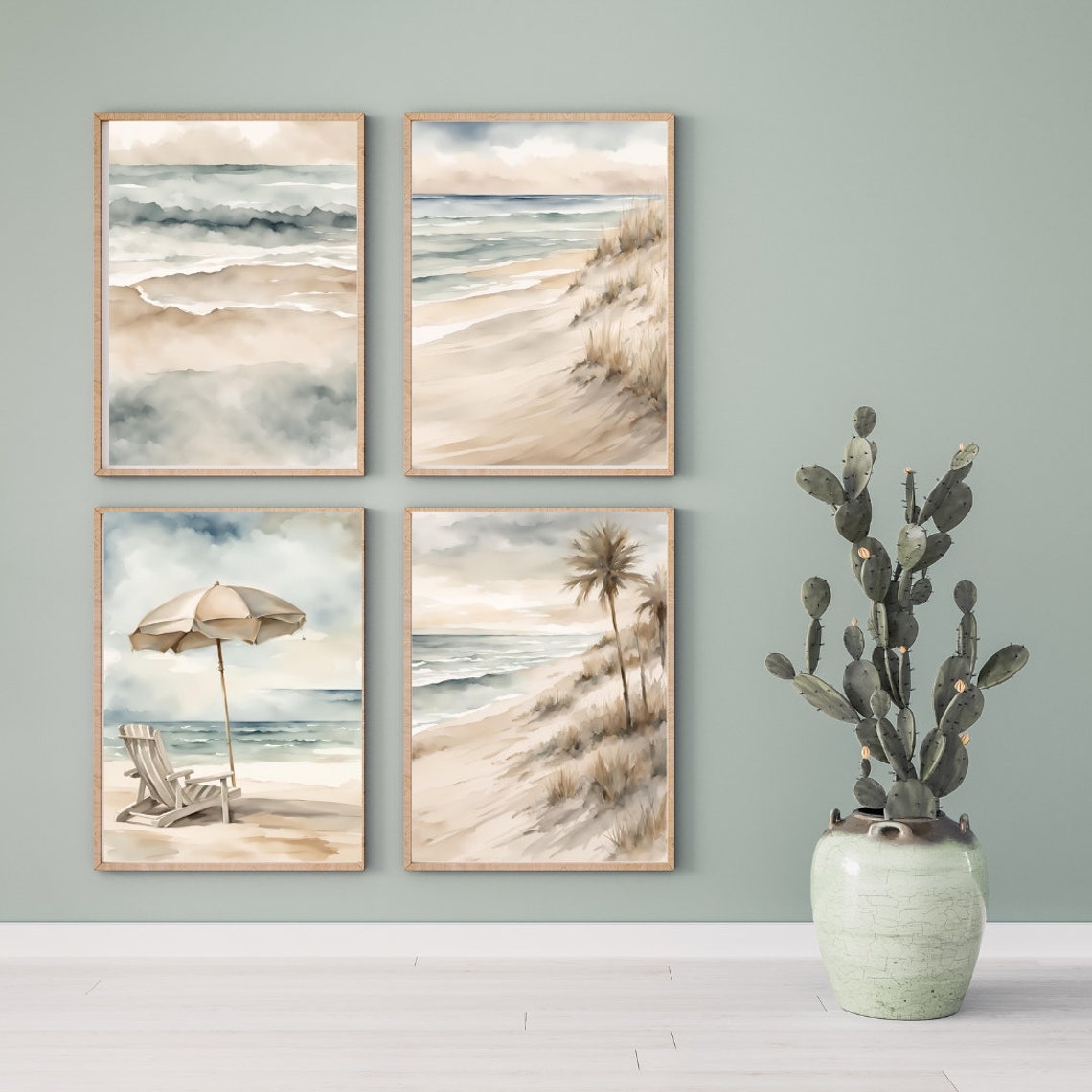Watercolor Beach Scene Images, Beach Scene Wall Art, Printable Art ...