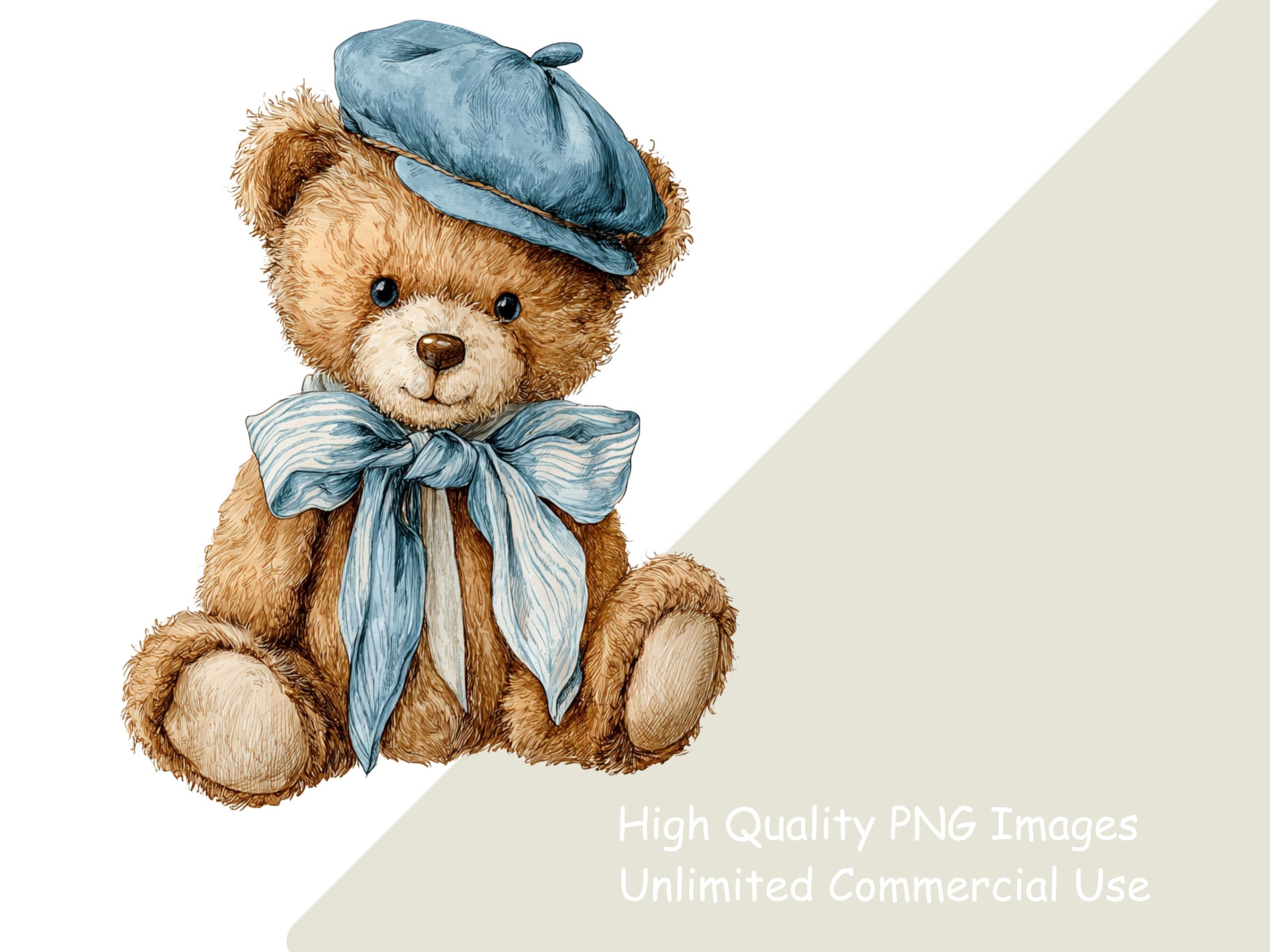 Cute Teddy Bear Watercolor Clipart, Baby Shower, Nursery Wall Art ...