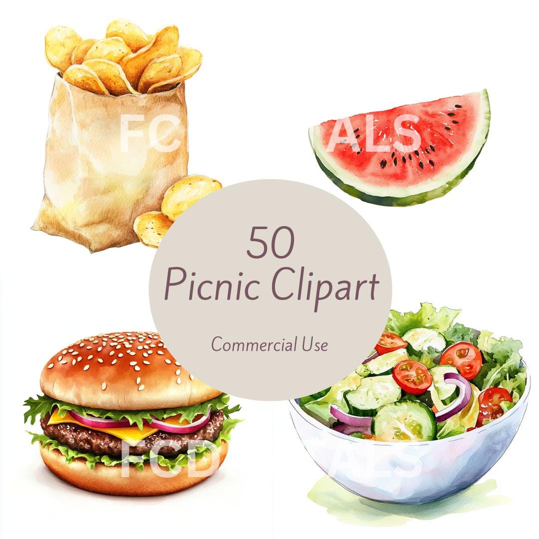 Picnic Clipart, Picnic Basket Clipart, Printable Clipart, PNG Images ...