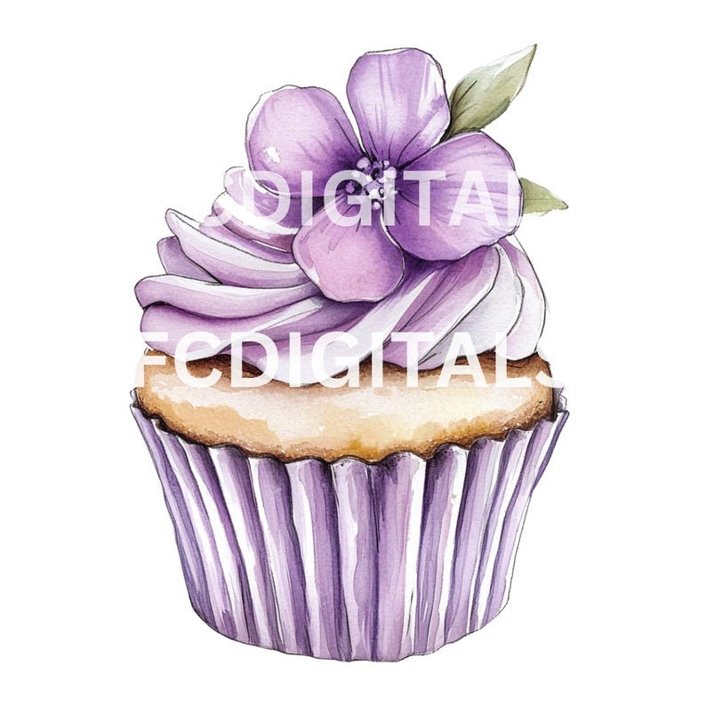 Cupcakes Clipart, Flower Cupcakes Illustrations, Party Invitations ...