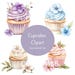 Cupcakes Clipart, Flower Cupcakes Illustrations, Party Invitations ...