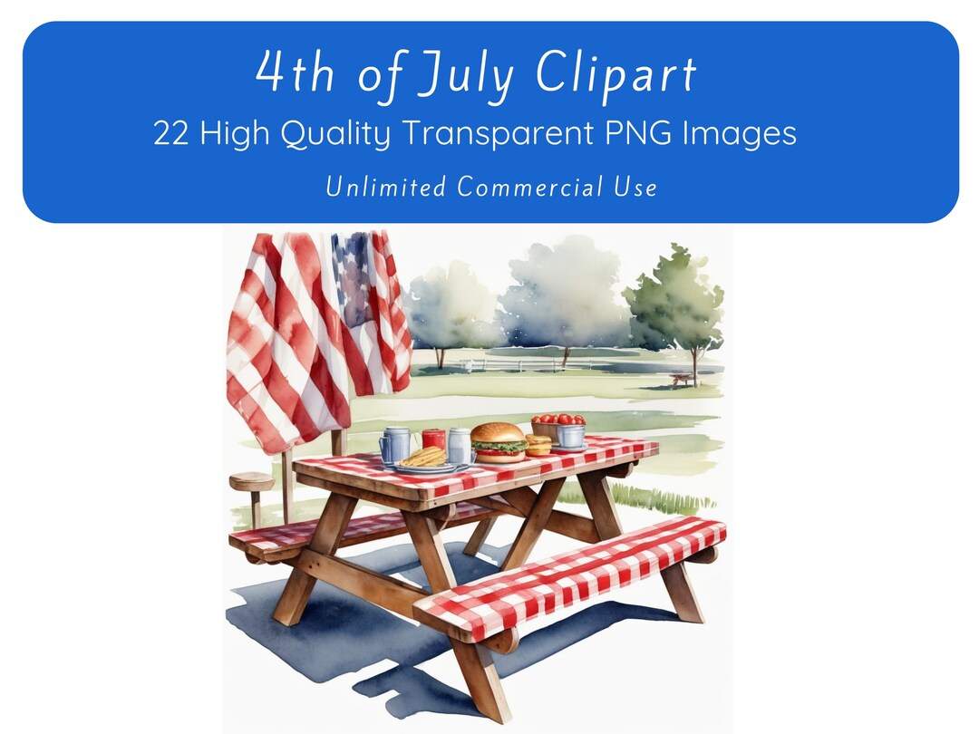Watercolor 4th of July Clipart, Bundle of 22 Transparent Background ...