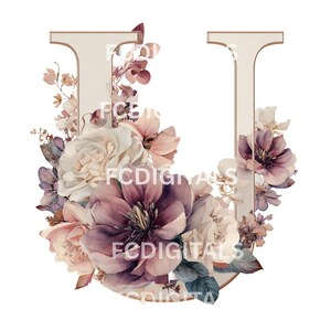 Floral Alphabet Clipart, Watercolor Letters Clipart, Floral Letter ...