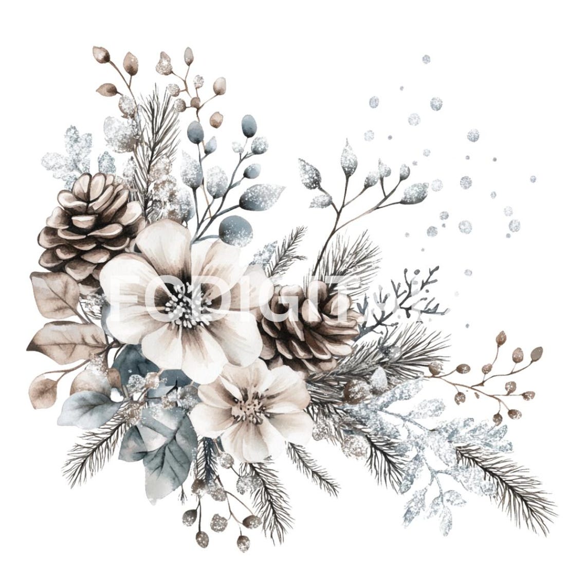 Winter Flowers Clipart, Beautiful Winter Florals Images, Wedding ...