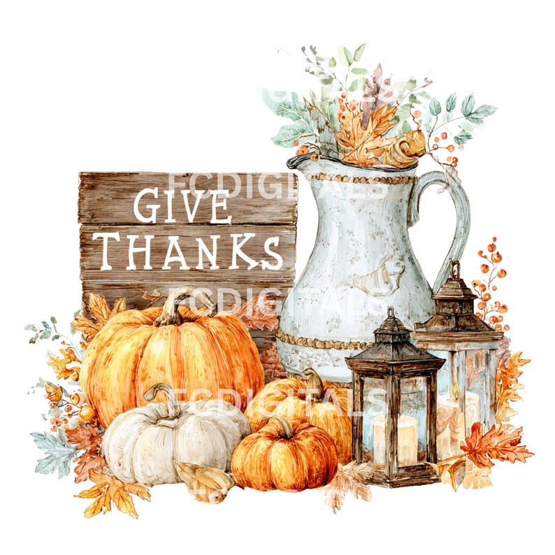 Thanksgiving Clipart, Autumn Harvest, Printable Watercolor Clipart ...