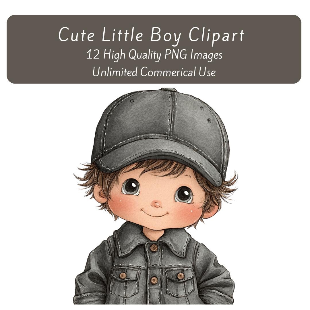 Cute Little Boy Clipart, Adorable PNG Illustration, Kids Party ...