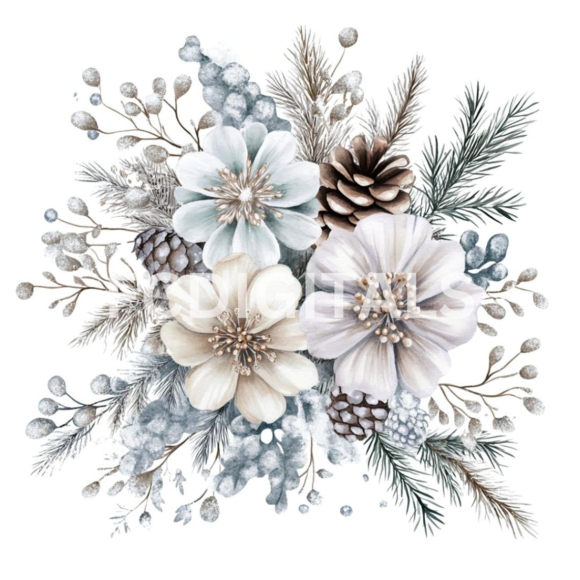 Winter Flowers Clipart, Beautiful Winter Florals Images, Wedding ...