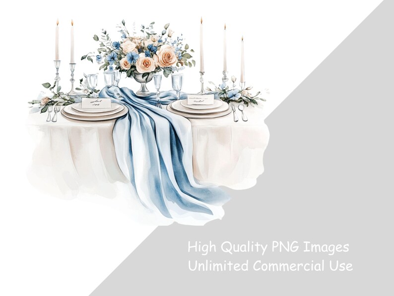 Blue and White Wedding Clipart, Wedding Illustrations, Bridal Flowers ...